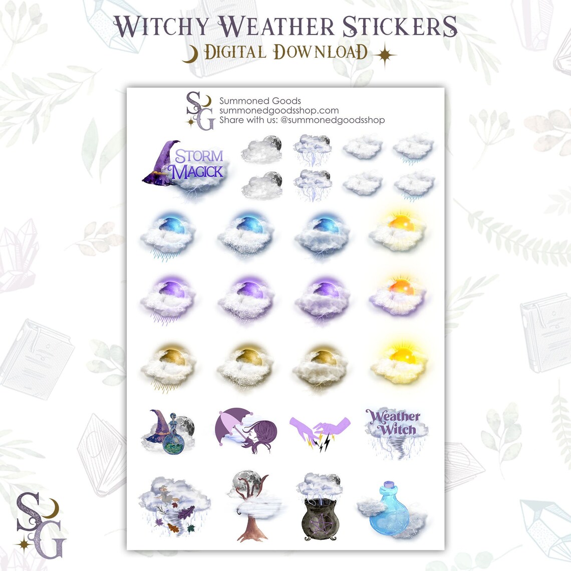 DIGITAL Witchy Weather Stickers Digital Stickers Download - Etsy