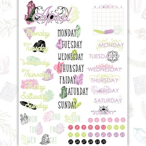 DIGITAL April Crystal Witch Kit Digital Pagan Stickers Download Wiccan ...