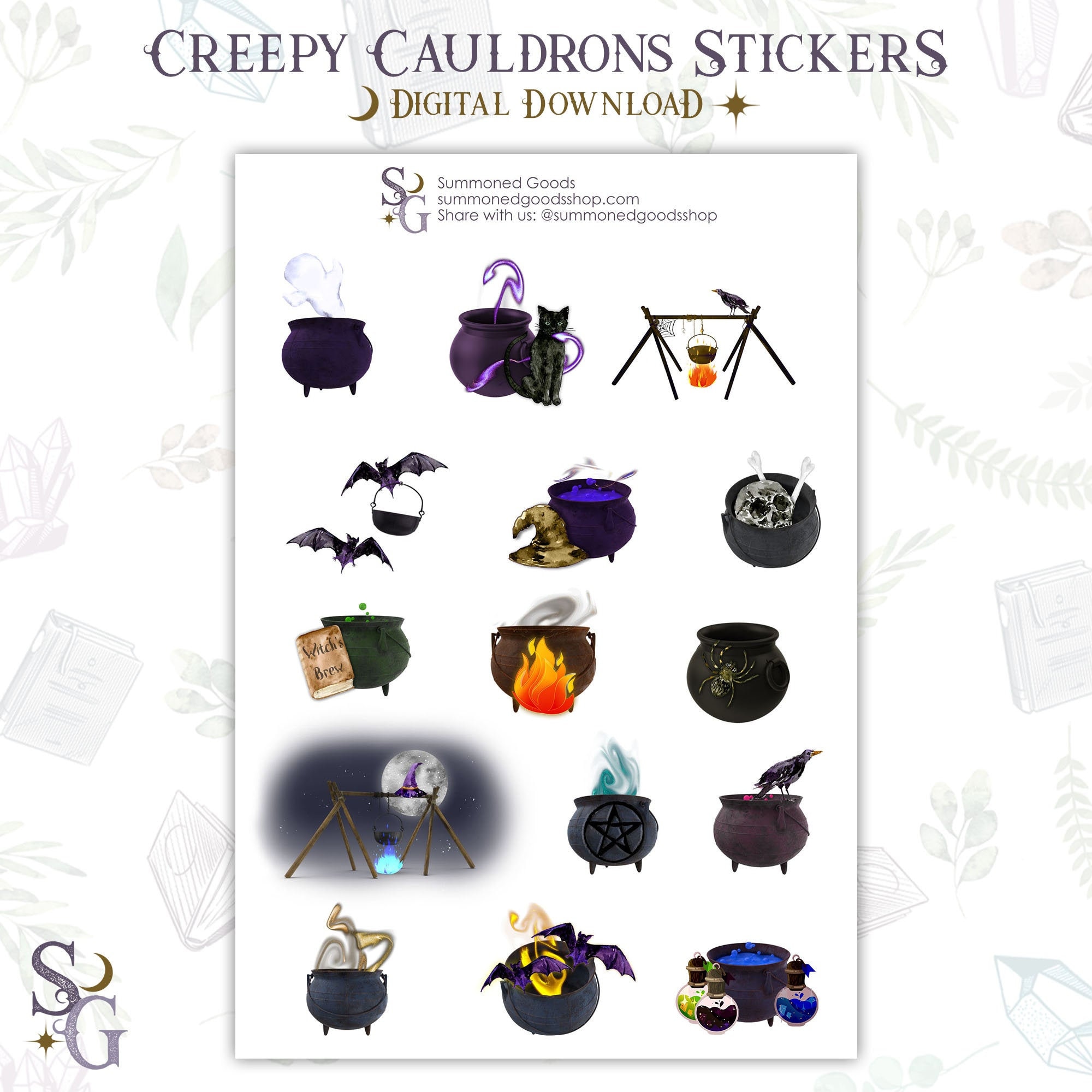 DIGITAL Creepy Cauldron Stickers Digital Stickers Download | Etsy