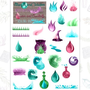 DIGITAL May Elemental Witch Kit Digital Pagan Stickers Download Wiccan ...