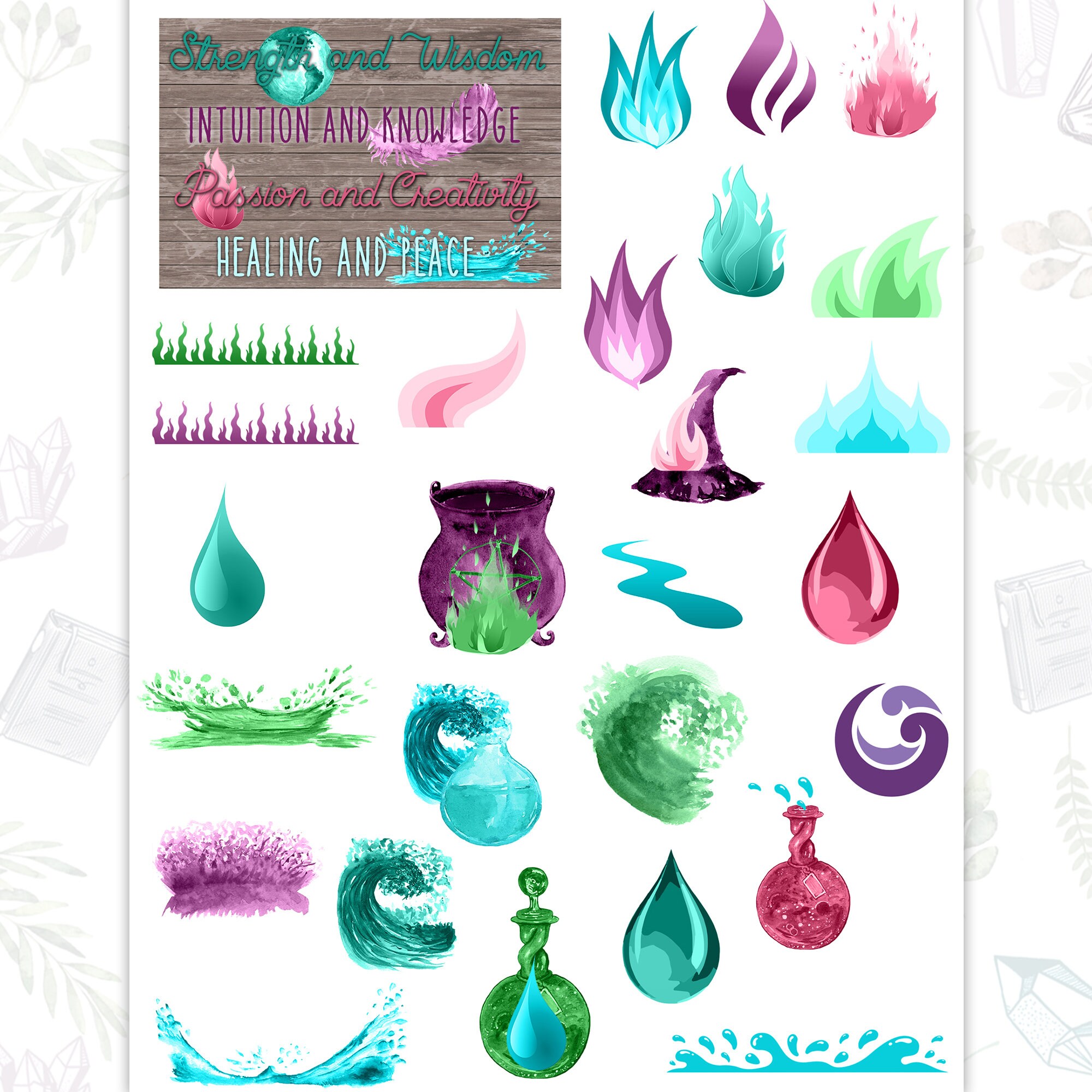 DIGITAL May Elemental Witch Kit Digital Stickers Download - Etsy