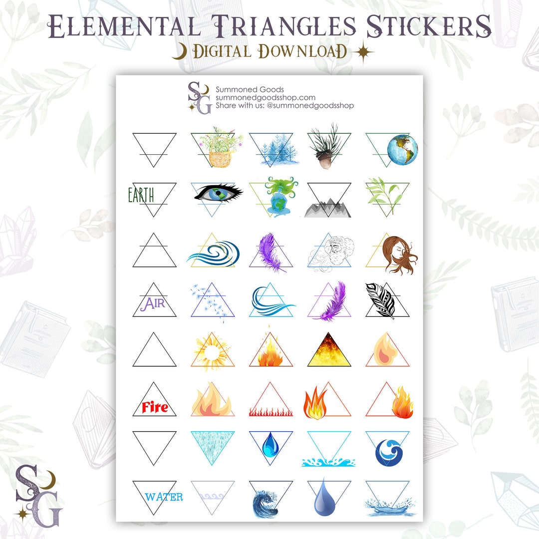 DIGITAL Elemental Triangles Stickers Digital Pagan Stickers Download - Etsy