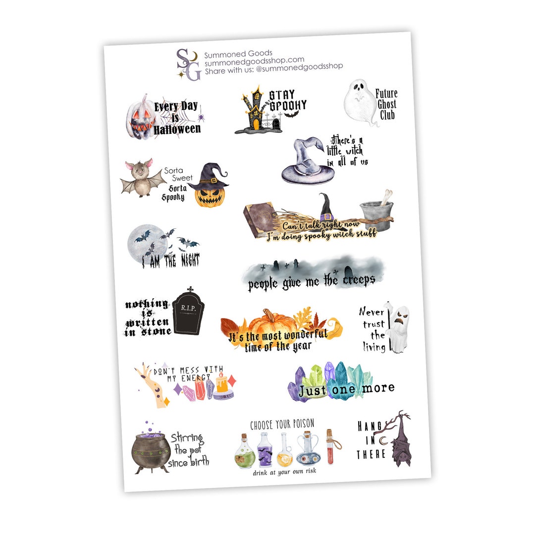 PRINTED Spooky Sayings Printed Pagan Stickers Wiccan Journal - Etsy