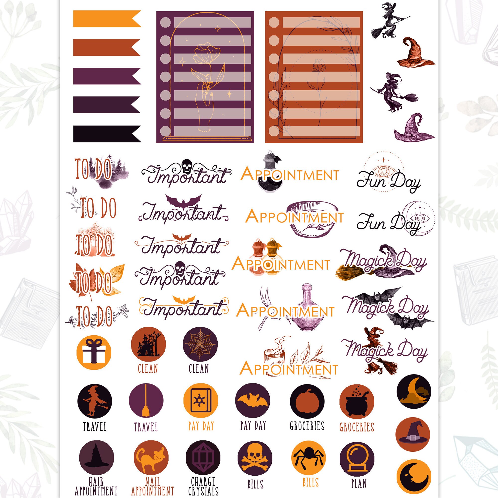 DIGITAL October Hedge Witch Kit Digital Stickers Download | Etsy