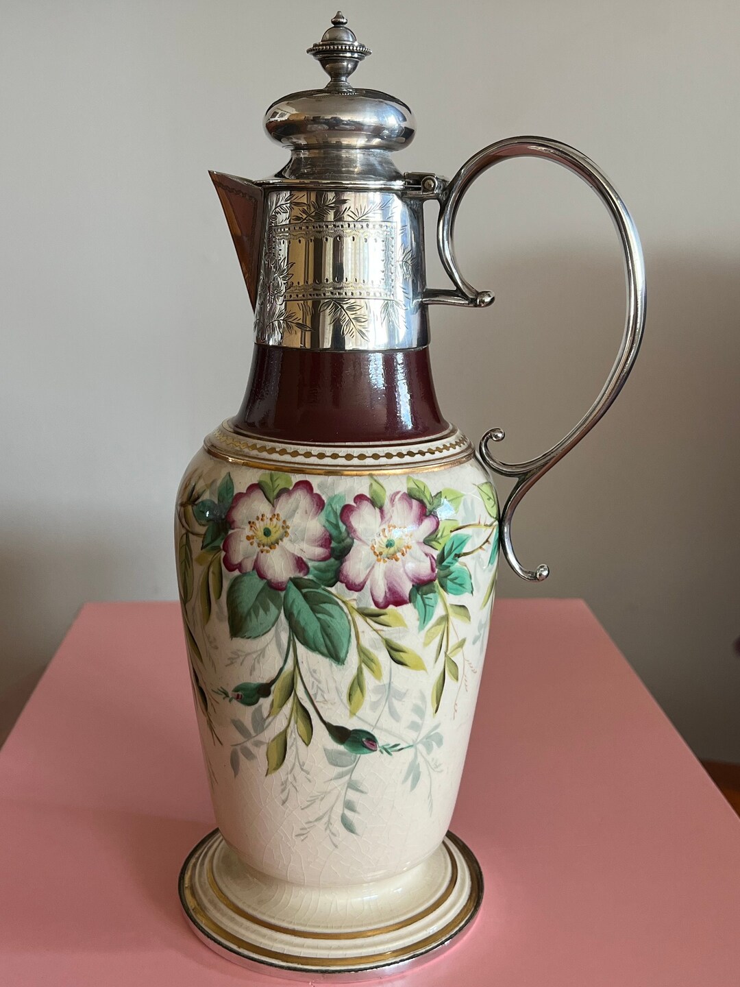 Rare Victorian Claret Jug Blush Ware Silver Plated C1880 Attributed ...