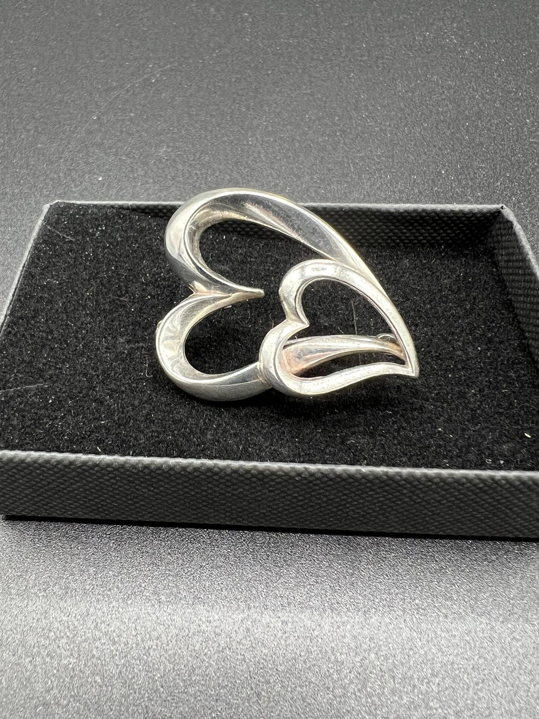 Vintage Modernist Sterling Silver Double Heart Brooch by Andreas Daub ...