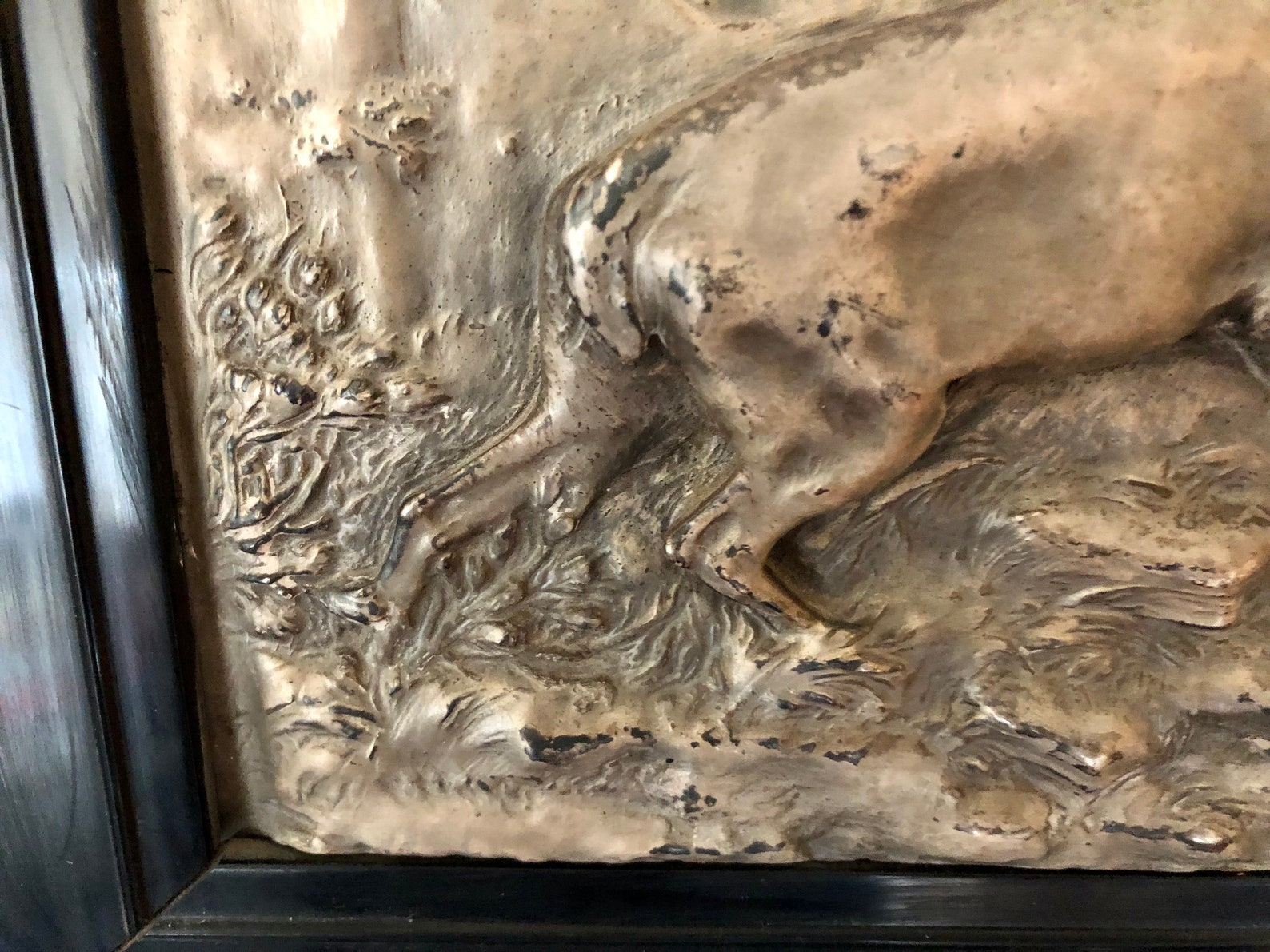 Fritz Diller Rutting Stags Silver Plated Bronzed High Relief 3D Antique ...