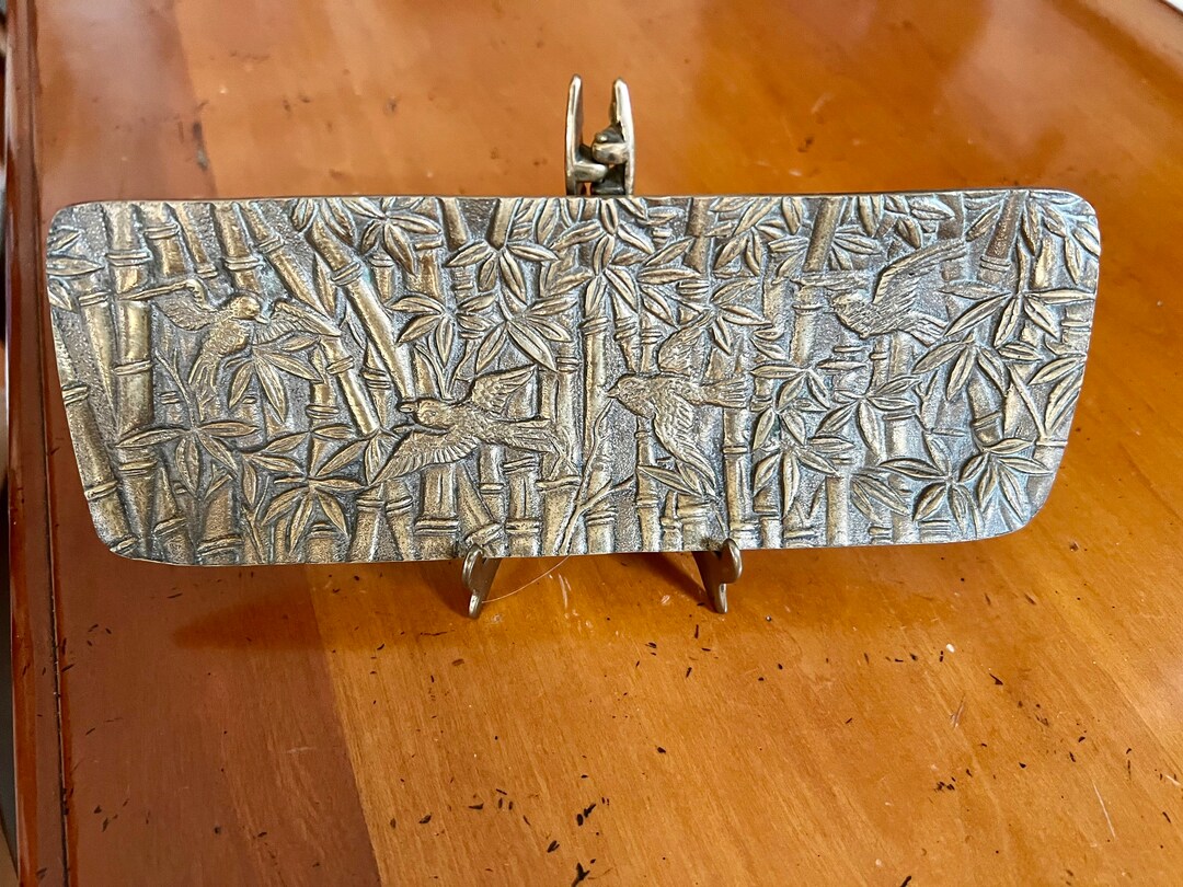 Antique Gilt Bronze Desk Pen Tray Plaque Oriental Japanese Chinese on ...