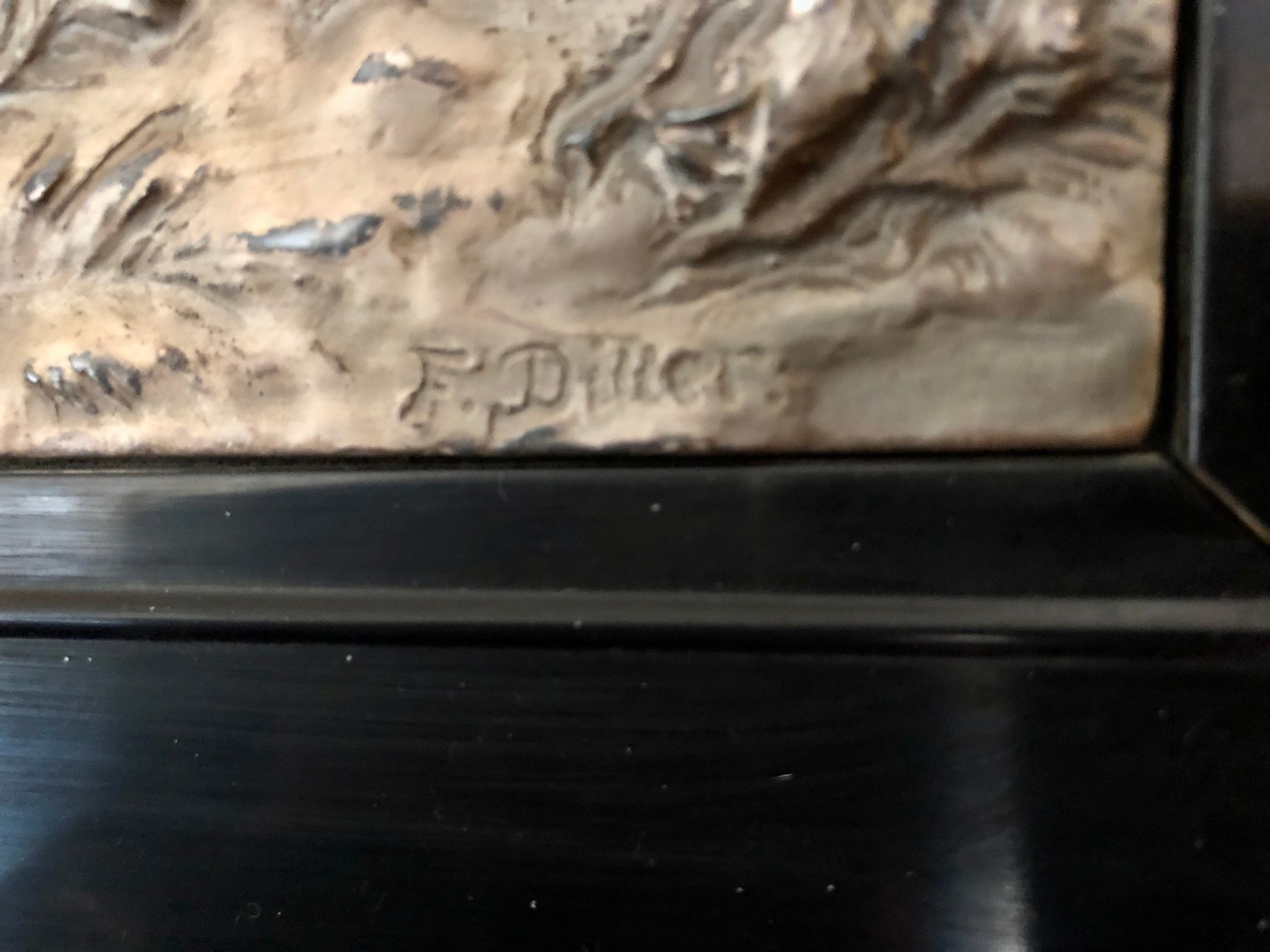 Fritz Diller Rutting Stags Silver Plated Bronzed High Relief 3D Antique ...