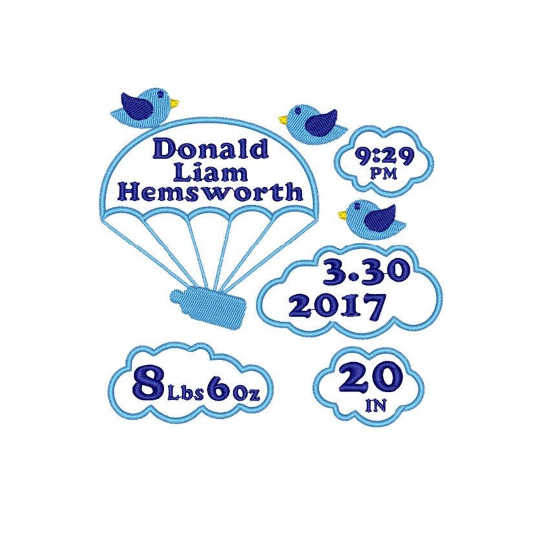 Birth Announcement Embroidery Design Files. Formats Pes Csd - Etsy