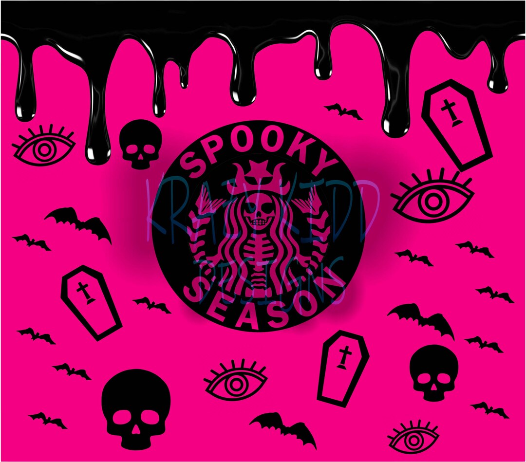 Spooky Season Pink Drip Star Bucks Tumbler Wrap PNG - Etsy