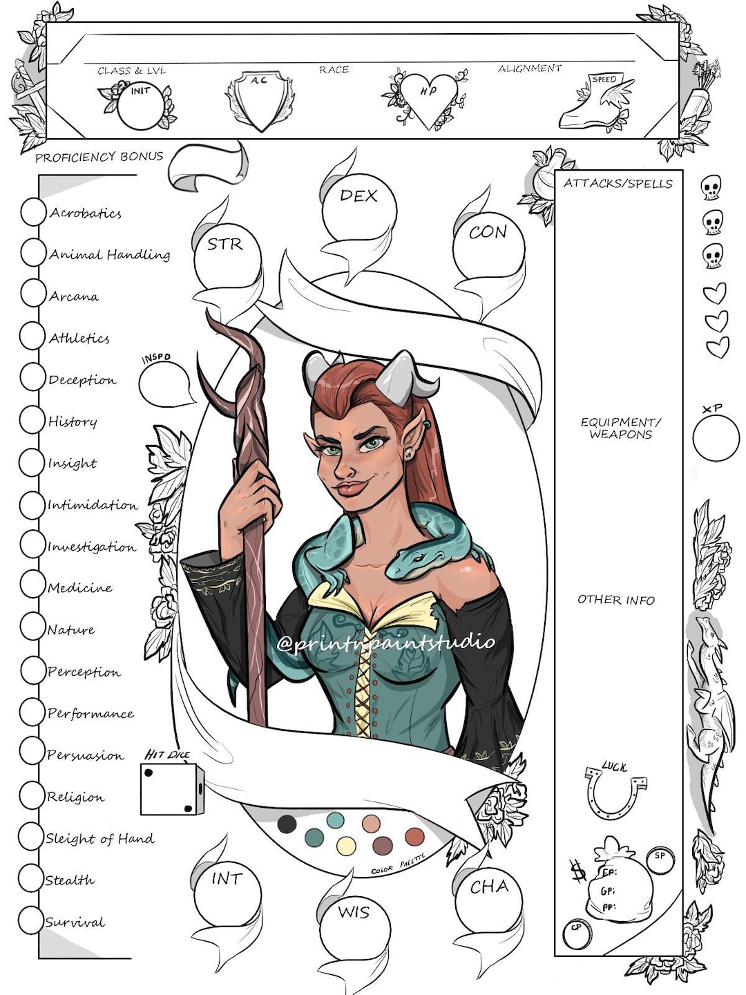 Dungeons & Dragons/rpg Custom Character Sheet - Etsy