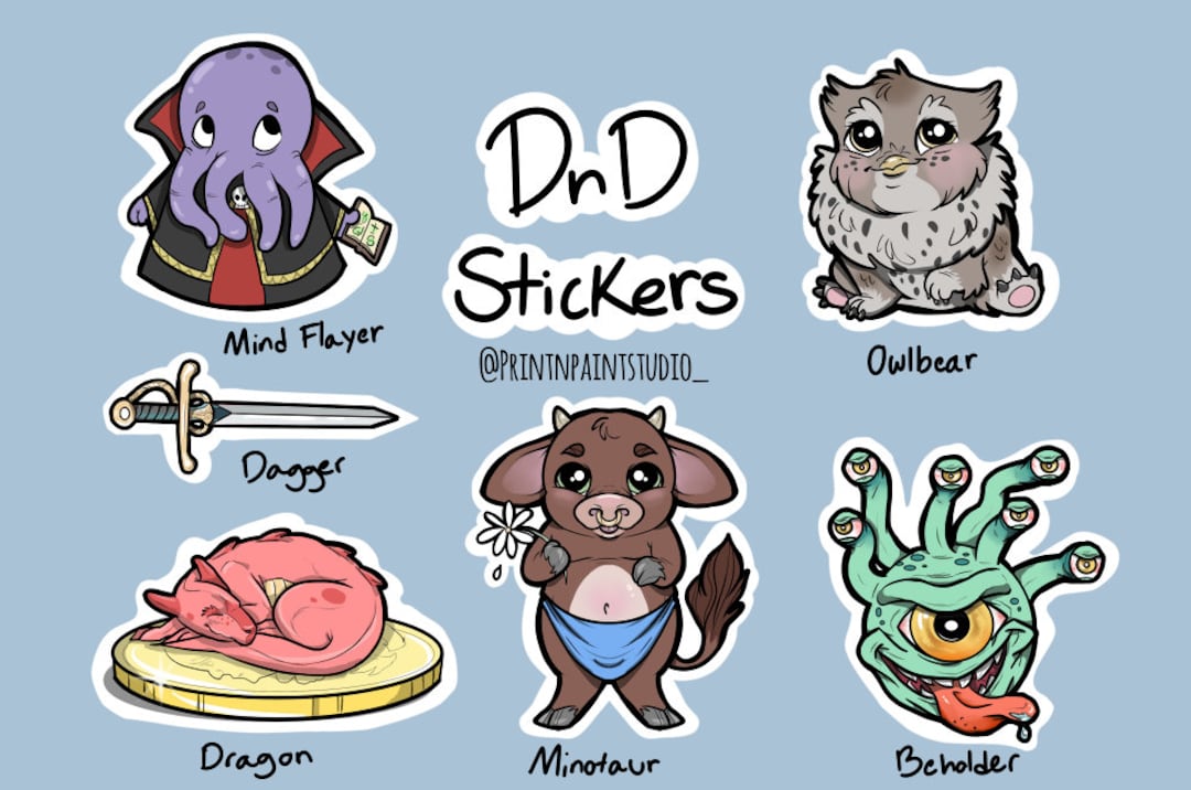 Dnd Creatures Sticker Pack - Etsy
