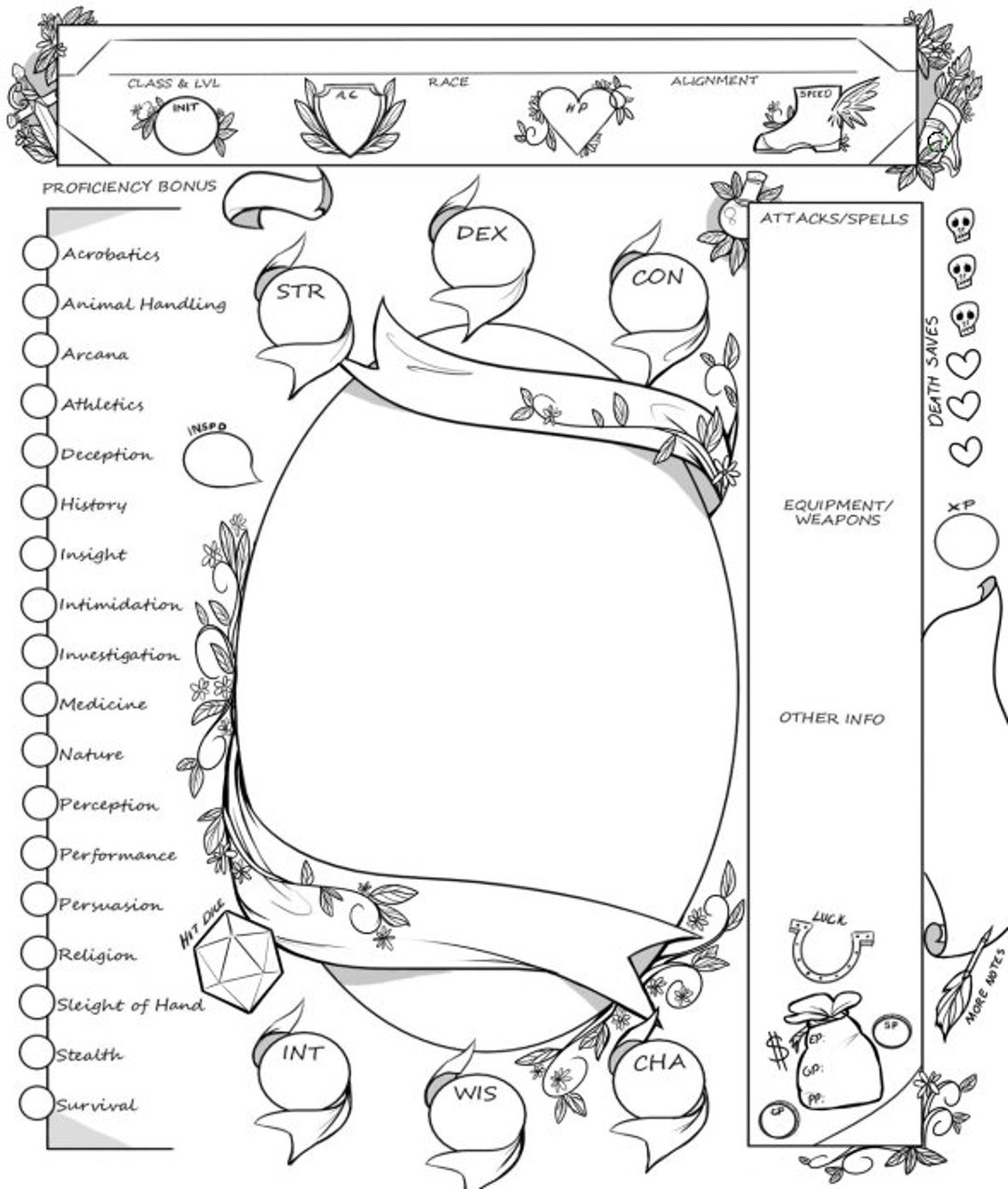 Dungeons & Dragons/rpg Character Sheet - Etsy