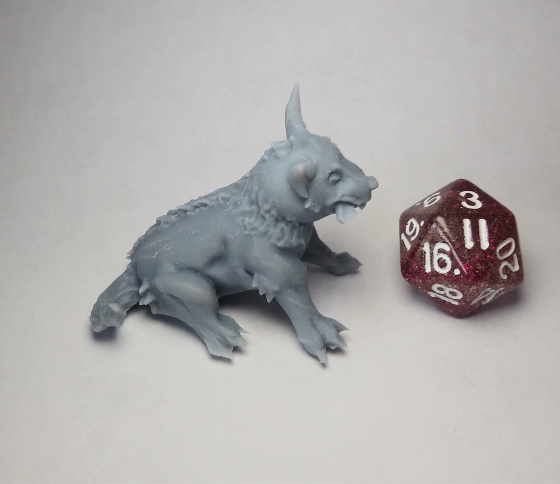 Tabletop/Dnd Hellhound Pup with Bone Mini | Etsy