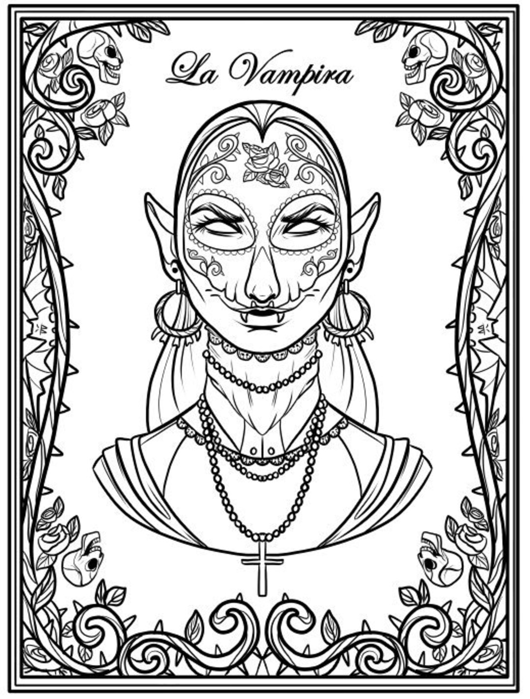 La Vampira Coloring Page - Etsy