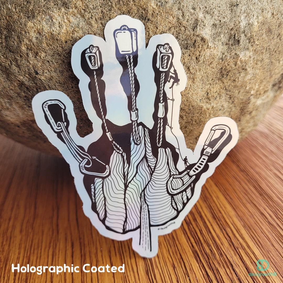 Handprint of Chalk Kiss-cut Vinyl Glossy Coated Sticker| Rock Climbing ...