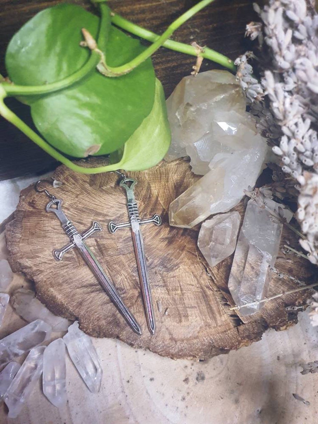 Swords Earrings With Quartz - Etsy