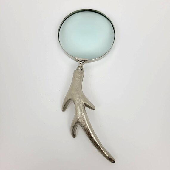 Pewter Antler Handled Magnifying Glass - Etsy