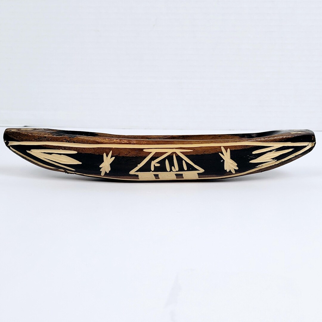 Fiji Mini Miniature Wood Canoe 9"~hand Carved~french Polynesia~pacific ...