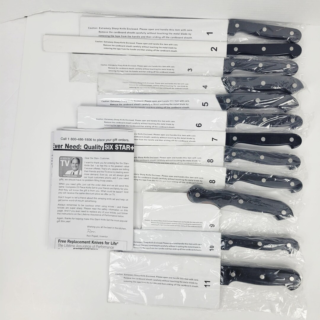 Ronco Showtime Six Star 12 Piece Knife Set~numbers 1-11 With Extra #8 ...