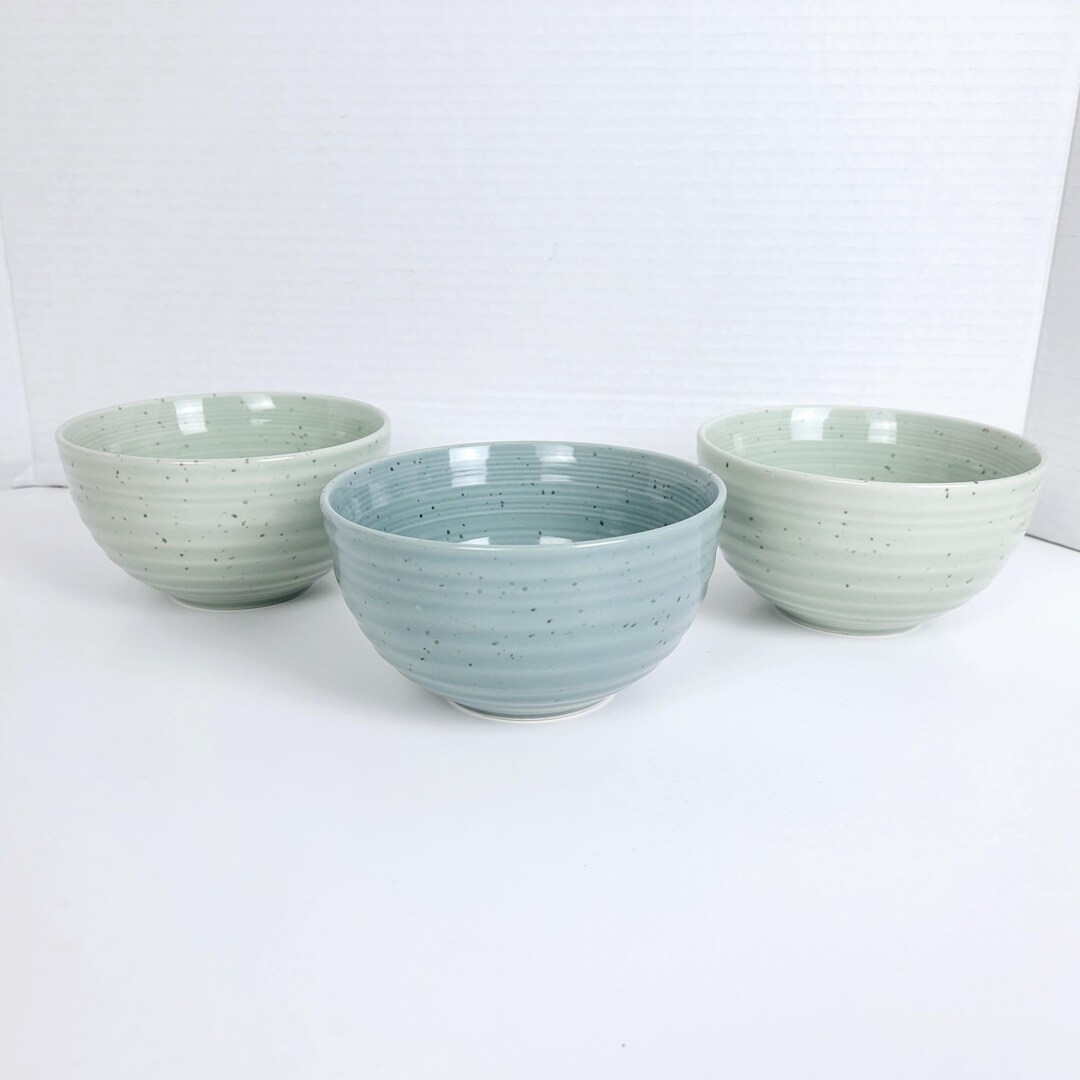 3-sango Siterra~fruit Dessert Bowls~speckled Ribbed Stoneware~pastel ...