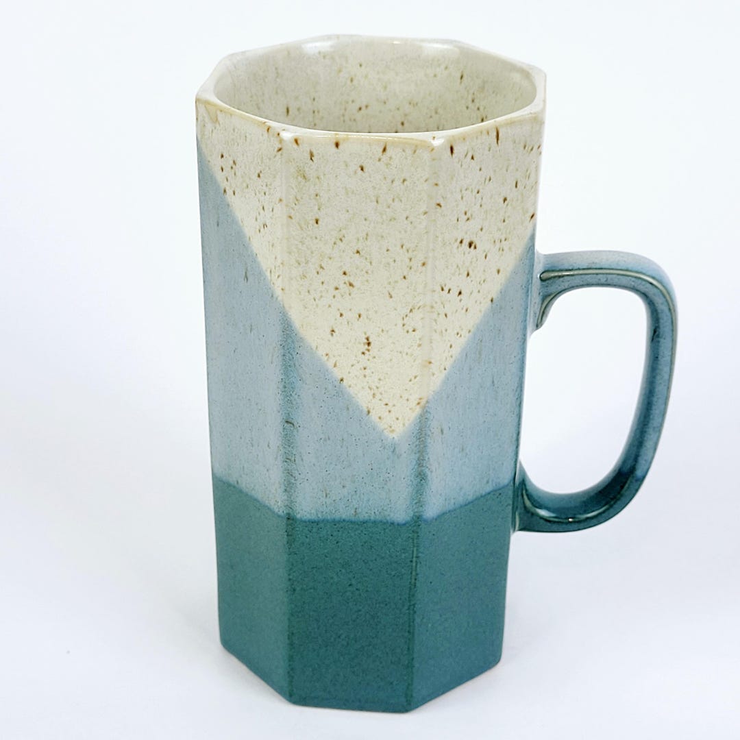 Stoneware Octagonal Coffee Mug Cup~teal Speckled~12 Oz - Etsy