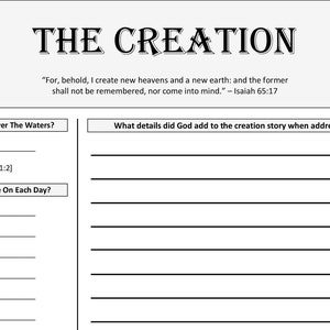 The Genesis Starter Pack 5 Bible Study Worksheets SAVE 25% - Etsy