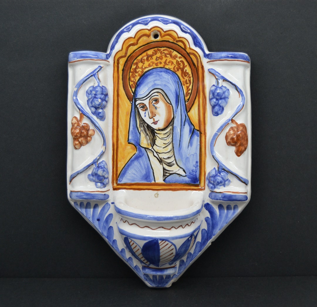 Porcelain Holy Water Fountain, Holy Water Fountain, White Ceramic ...