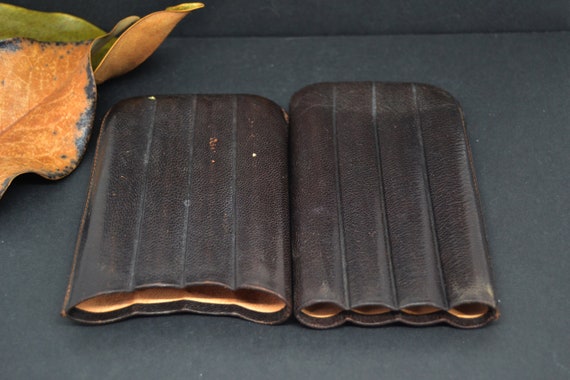 vintage leather cigar case,Black Leather Cigar Case -… - Gem