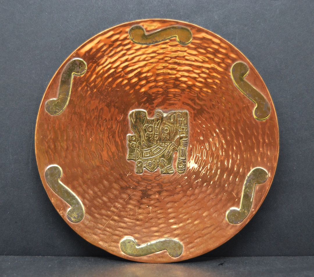 6" Vintage Copper Plate From Peru,decoration Copper Plate,peruvian Art ...