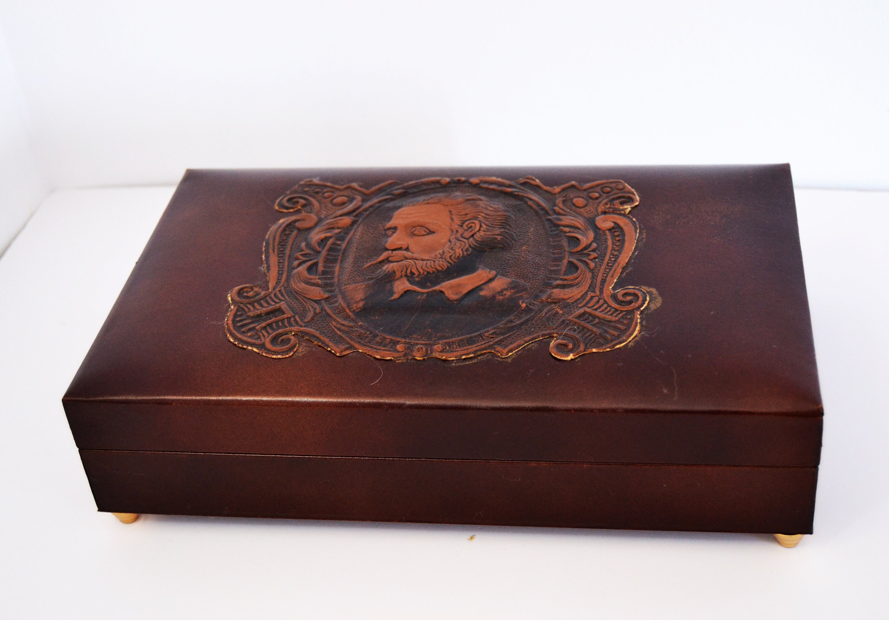 Leather Cigar Musical Box, Vintage Tobacciana Box, Cigarette Music Box ...