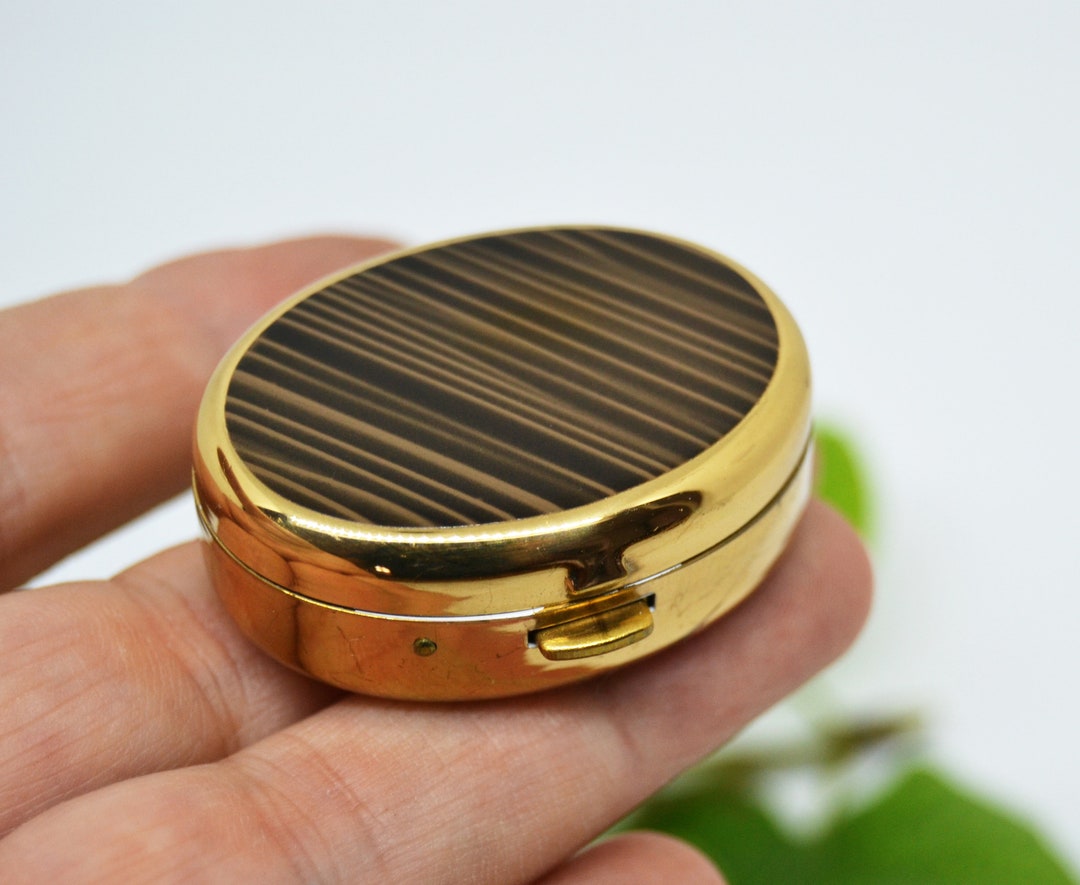 Oval Pill Box, Vintage, Gold Pill Box, New Vintage Pill Box, Collection ...