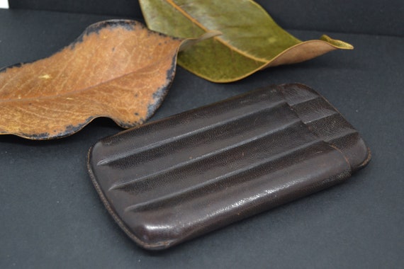 vintage leather cigar case,Black Leather Cigar Case -… - Gem
