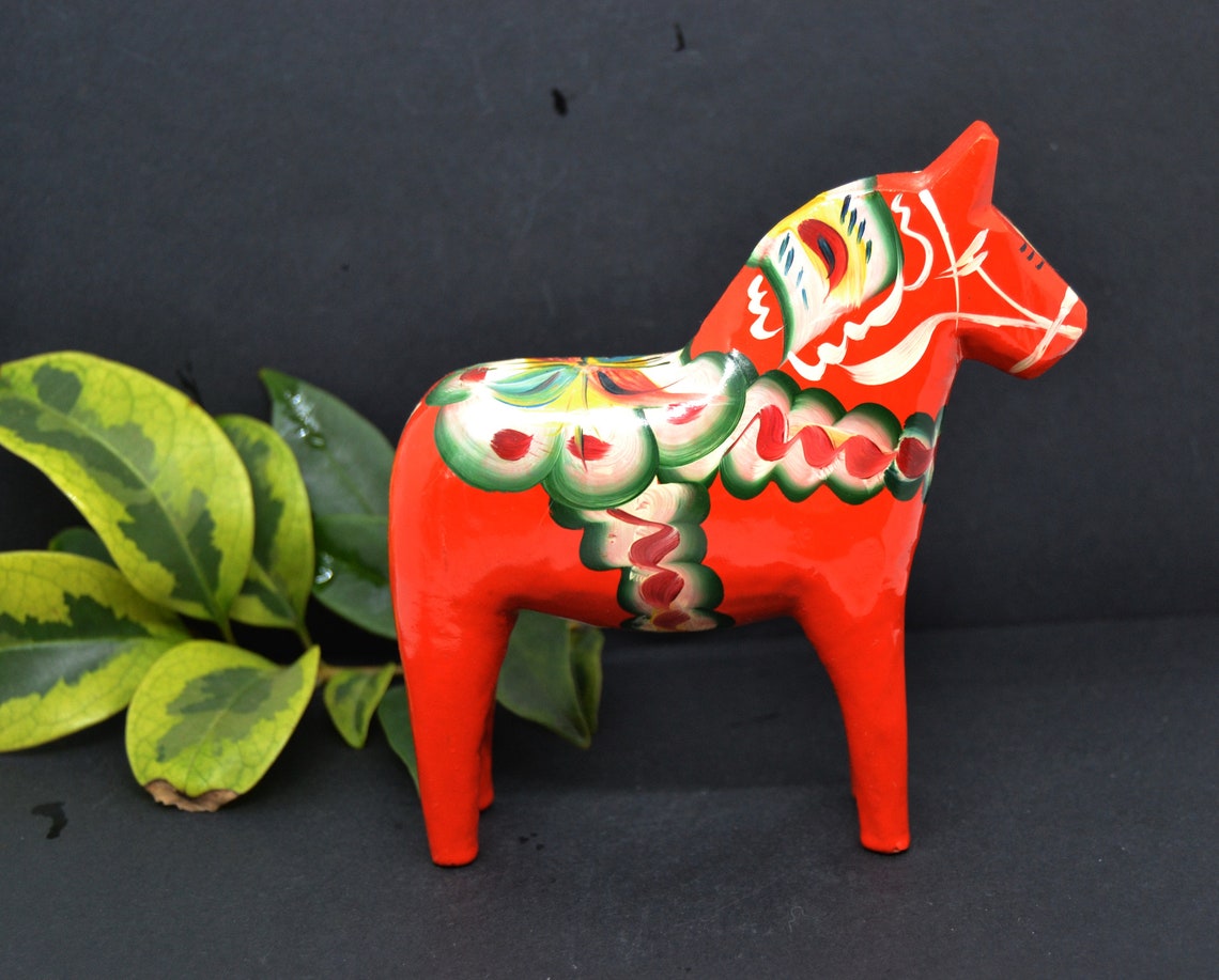 13cm-vintage Dala Horse,swedish Dala Figure,home Decor,swedish Folk Art ...