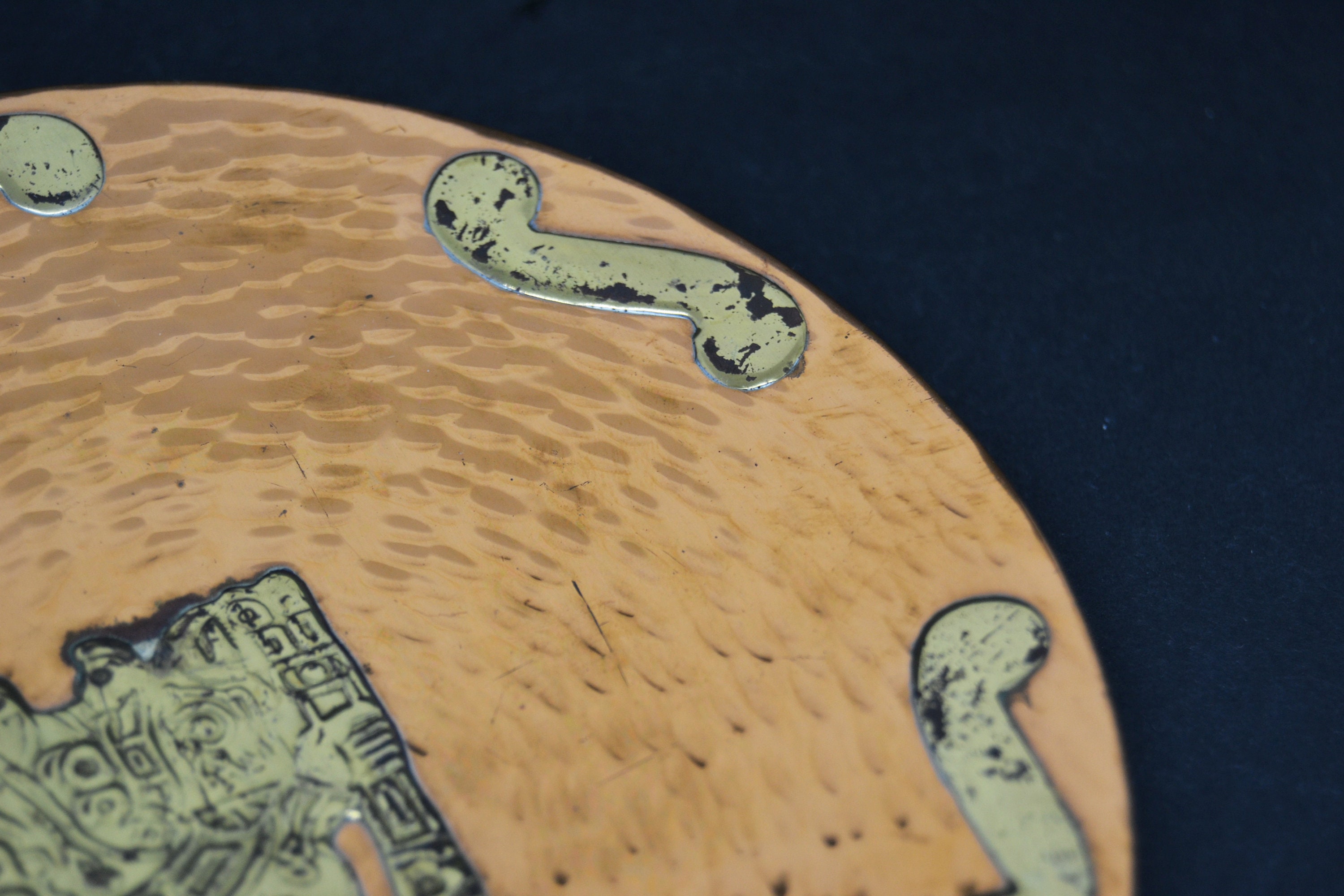 6" Vintage Copper Plate From Peru,decoration Copper Plate,peruvian Art ...