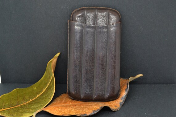 vintage leather cigar case,Black Leather Cigar Case -… - Gem
