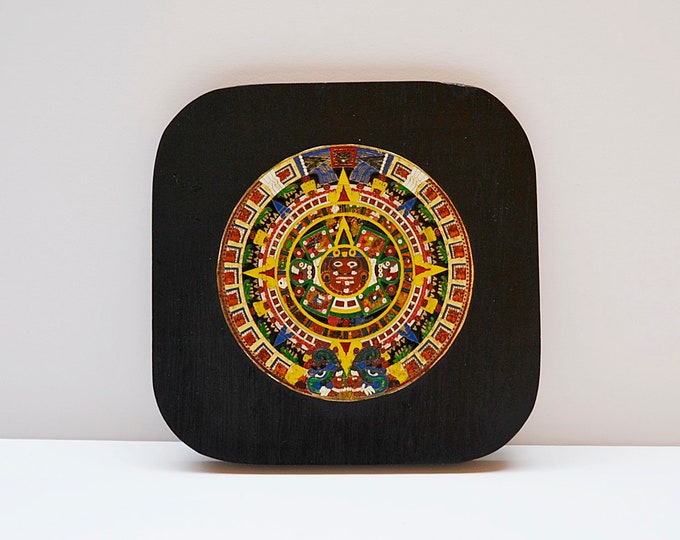 Aztec Sun, Stone Calendar, Collectible Brass Plate, Wall Plaque, Native ...