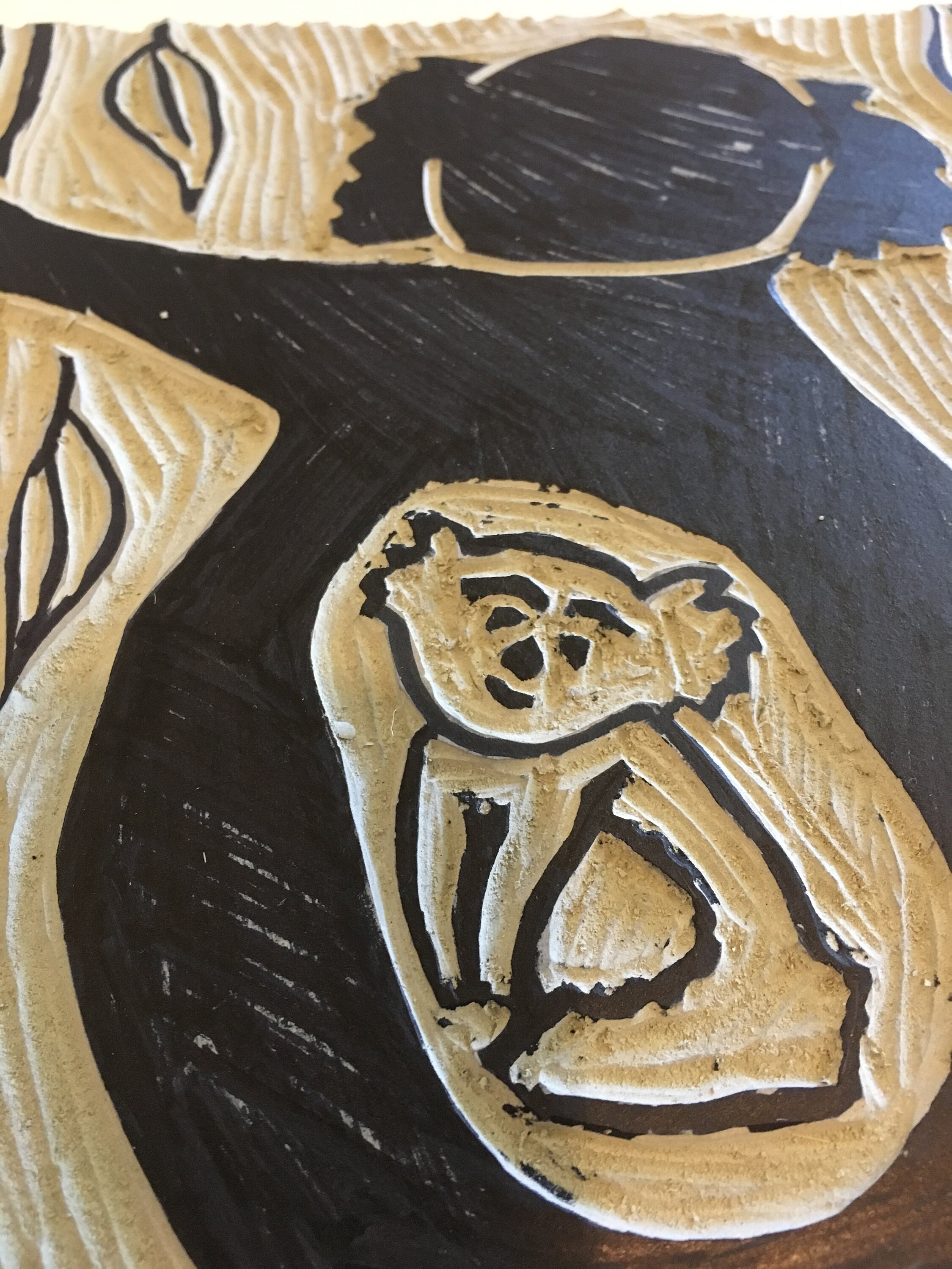 Koala With Baby Lino Print on Fabric - Etsy