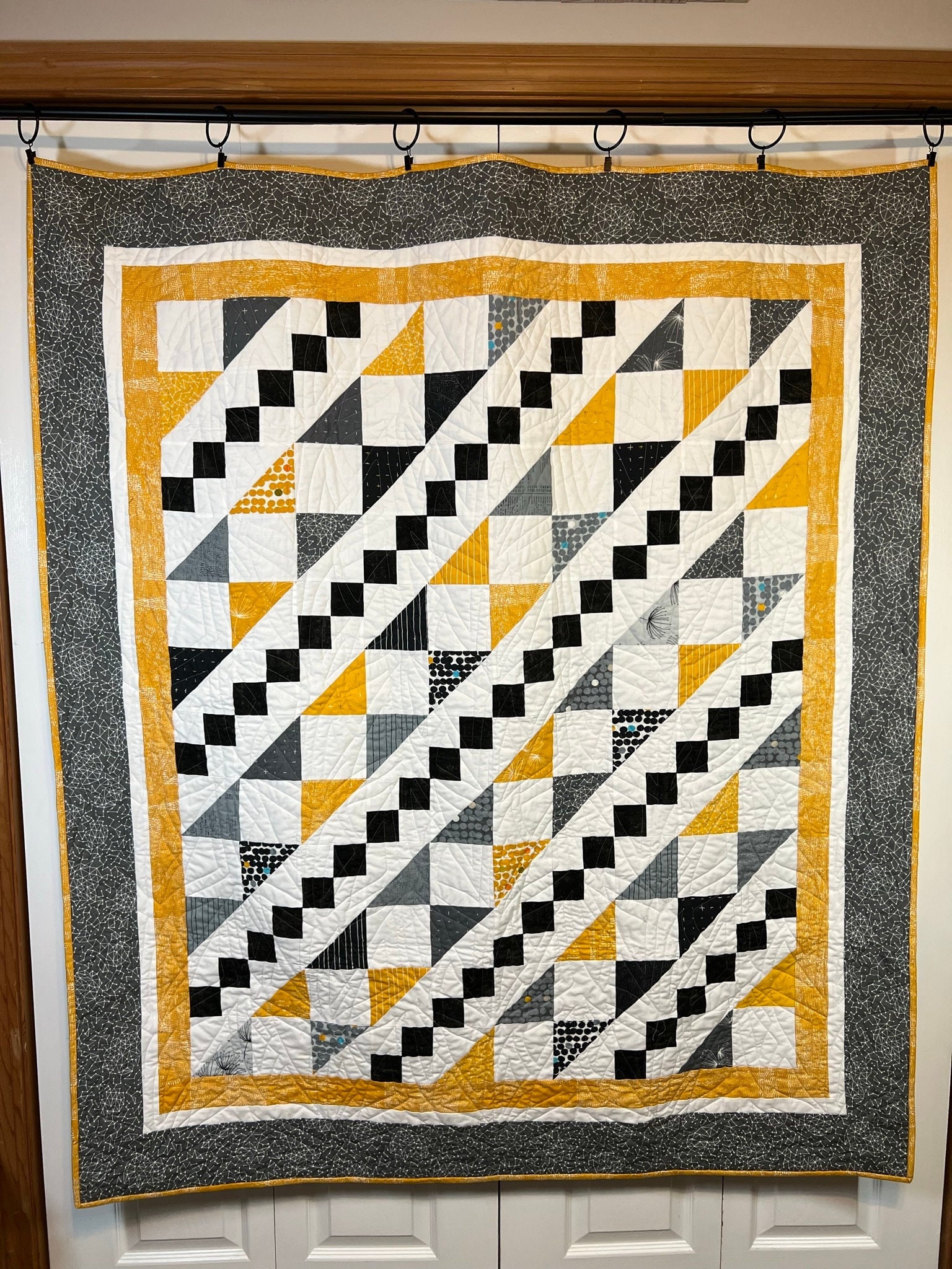 Handmade Quilt - Modern Black & Gold Quilt - Etsy