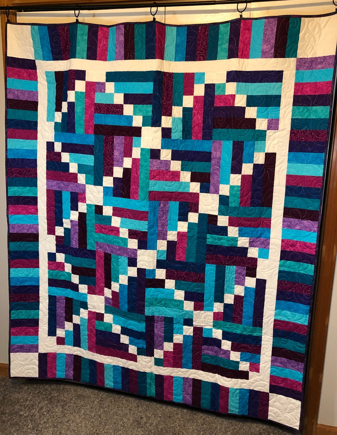 Handmade Quilt Sticks and Stones Purple and Blue Quilt - Etsy