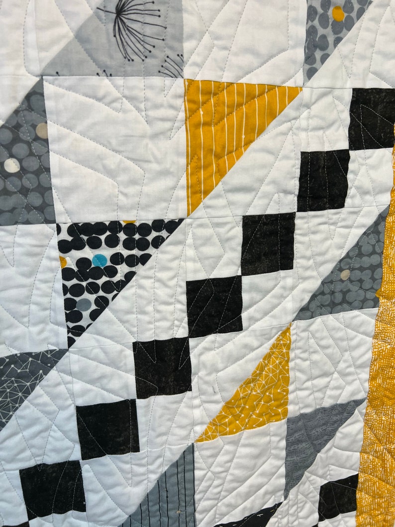 Handmade Quilt - Modern Black & Gold Quilt - Etsy