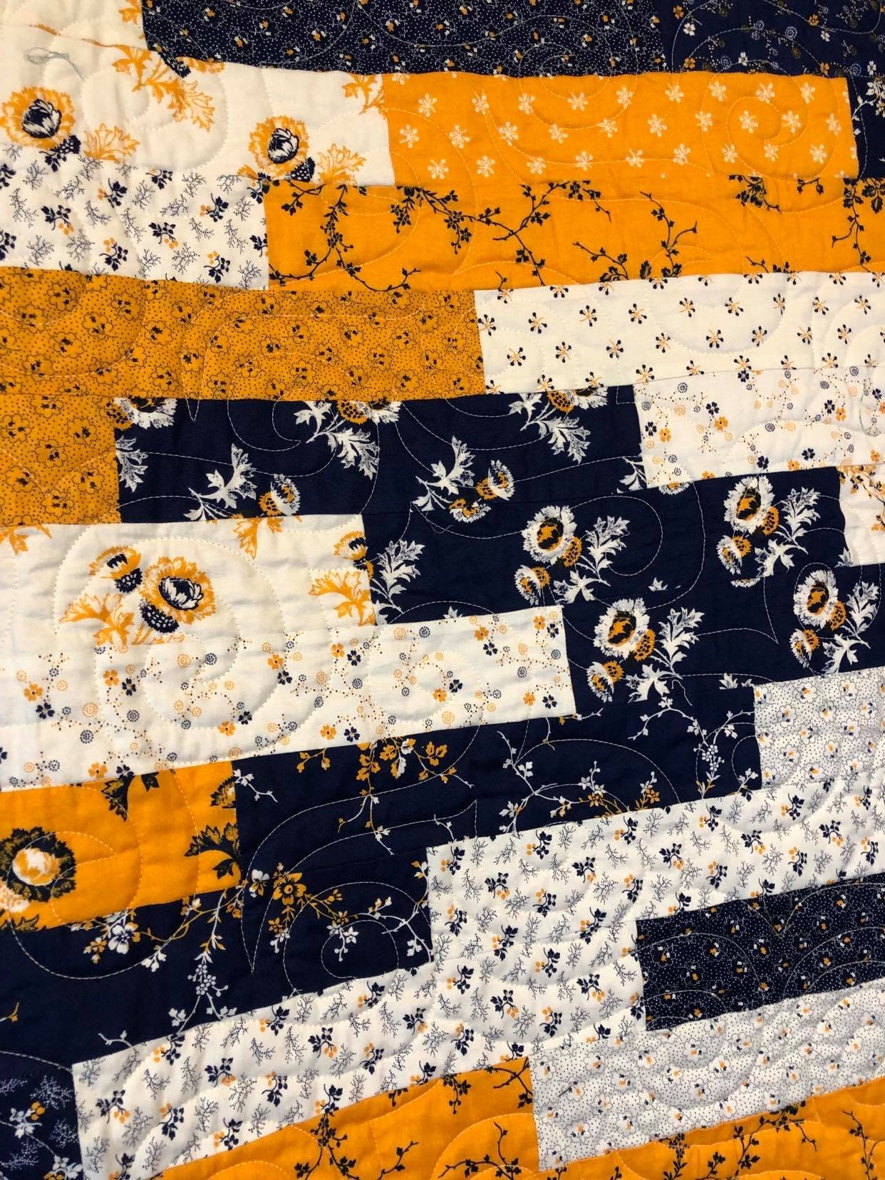 Handmade Quilt - Cheddar & Indigo Quilt - Etsy