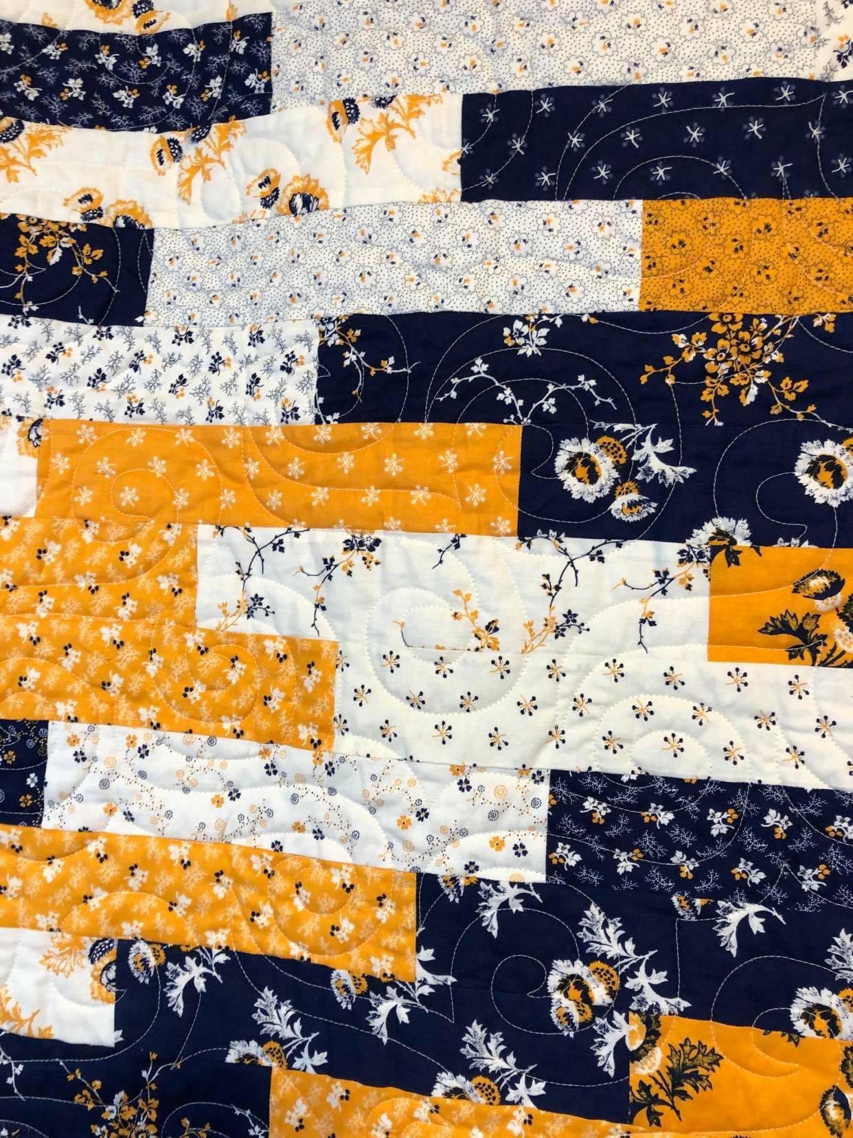 Handmade Quilt - Cheddar & Indigo Quilt - Etsy