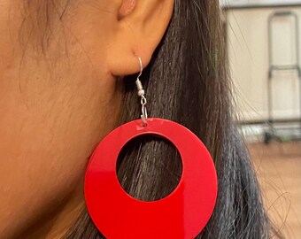 Red Hoop Earrings - Etsy