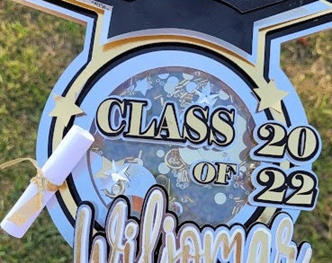 Grad Cake Topper, Graduation Cake Topper, Graduation, Blank and Gold ...
