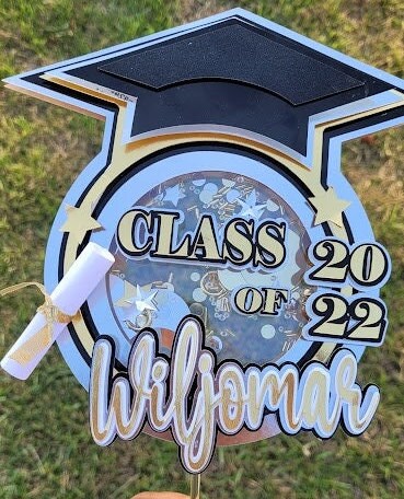 Grad Cake Topper, Graduation Cake Topper, Graduation, Blank and Gold ...