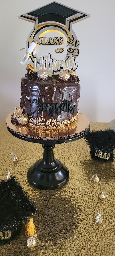 Grad Cake Topper, Graduation Cake Topper, Graduation, Blank and Gold ...