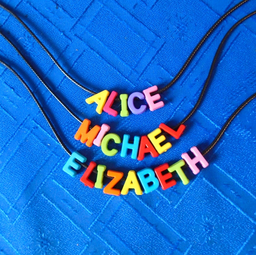 Personalized Girls Necklace Custom Name Alphabet Colourful Letters ...