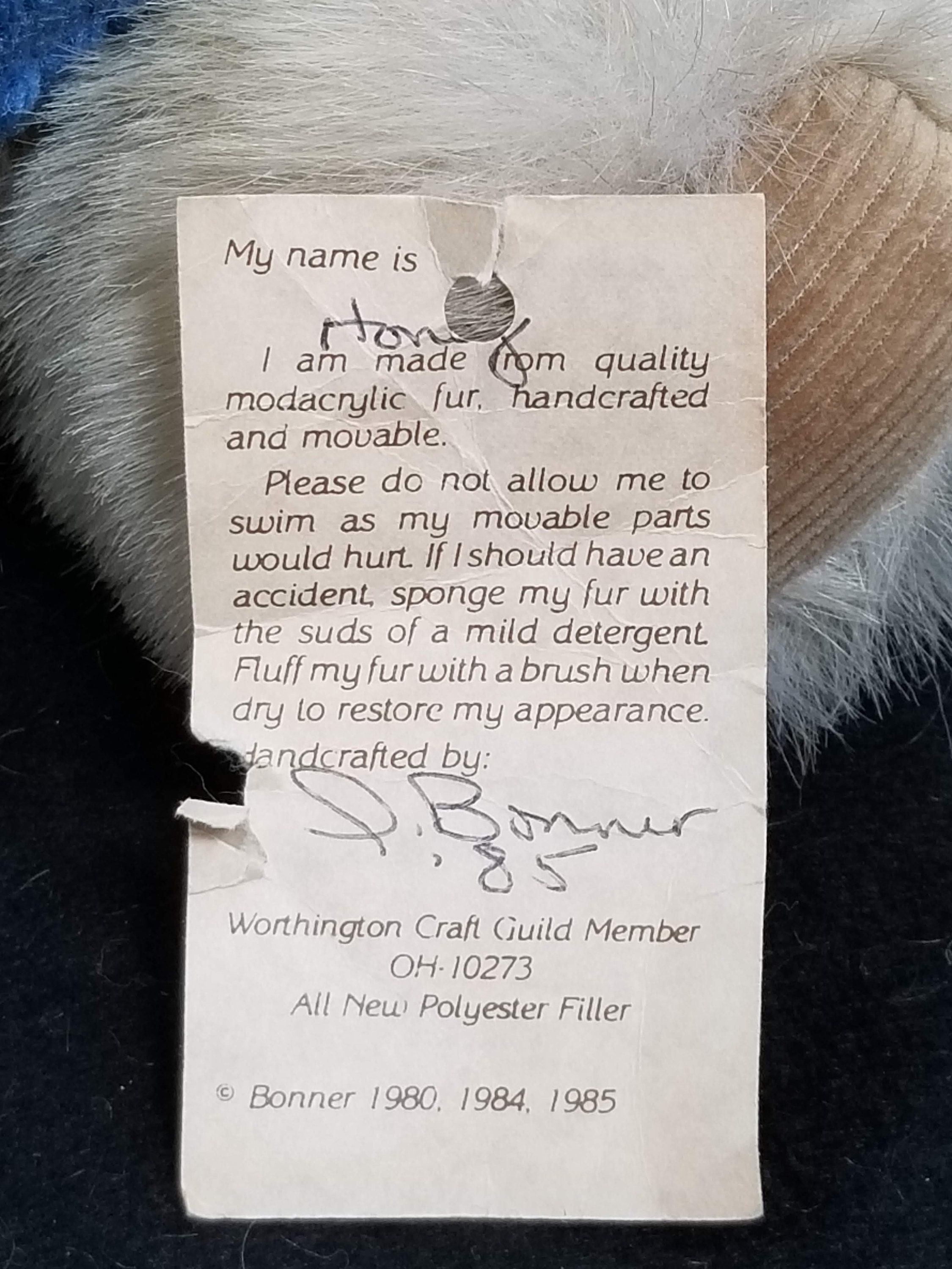 Hand Made Teddy Bear honey by Bonner Bears & Friends of Worthington ...